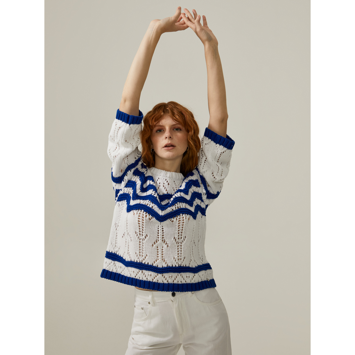 Two-tone knit sweater - D002170_001 | Decenio